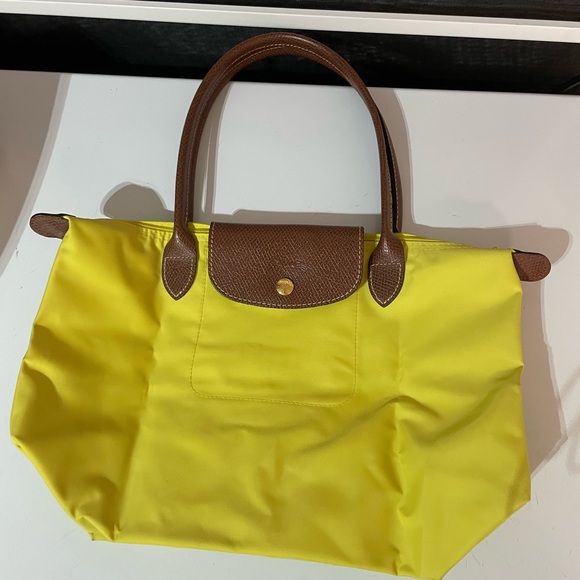 Longchamp | Bags | Longchamp Yellow Tote Bag With Brown Accents | Poshmark